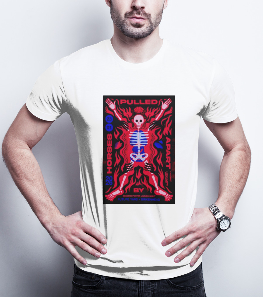 Pulled Apart By Horses January 23 2026 Future Yard Birkenhead Onomatopoeia Launch Night T-Shirt