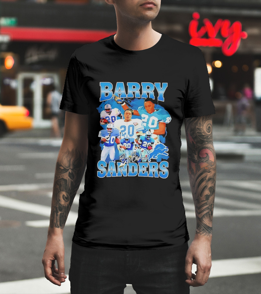 Barry Sanders 20 Detroit Lions Legend NFL Running Back Football T-Shirt
