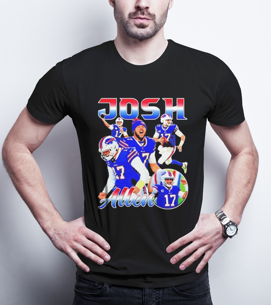 JOSH Allen Buffalo Bills Player 17 Collage 2026 T-Shirt