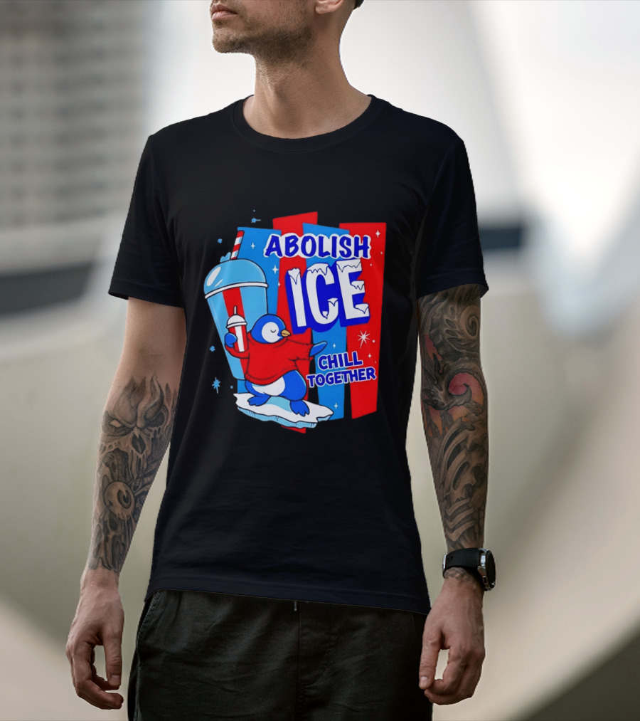 Abolish ICE Penguin Ice Skating Chill Together T-Shirt