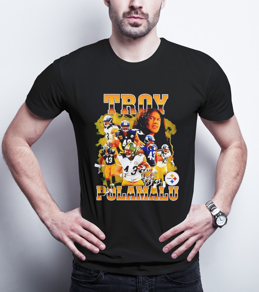 Troy Polamalu 43 Pittsburgh Steelers Collage 2026 T-Shirt