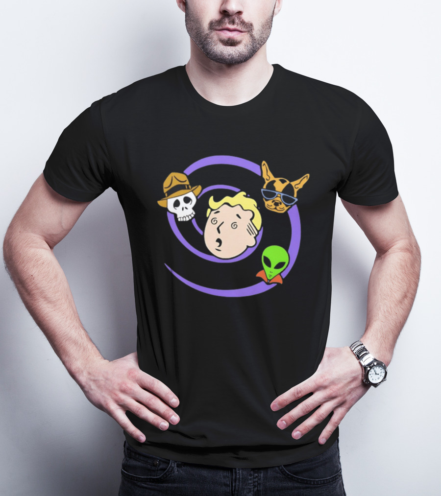 Vault Boy Wild Wasteland Skull Alien Dog T-Shirt