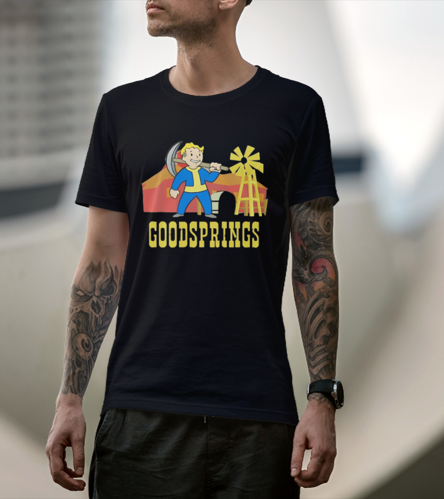Vault Boy Goodsprings Fallout Windmill Pickaxe T-Shirt