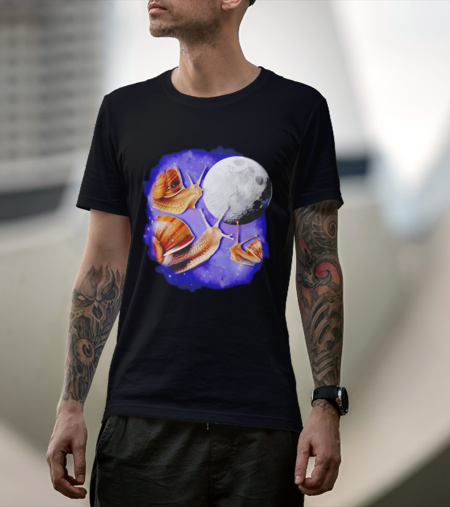 Yearning Snails Moon Cosmic Dreamscape Snail Galaxy T-Shirt
