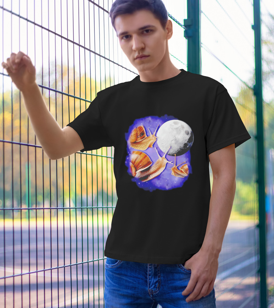Yearning Snails Moon Cosmic Dreamscape Snail Galaxy T-Shirt
