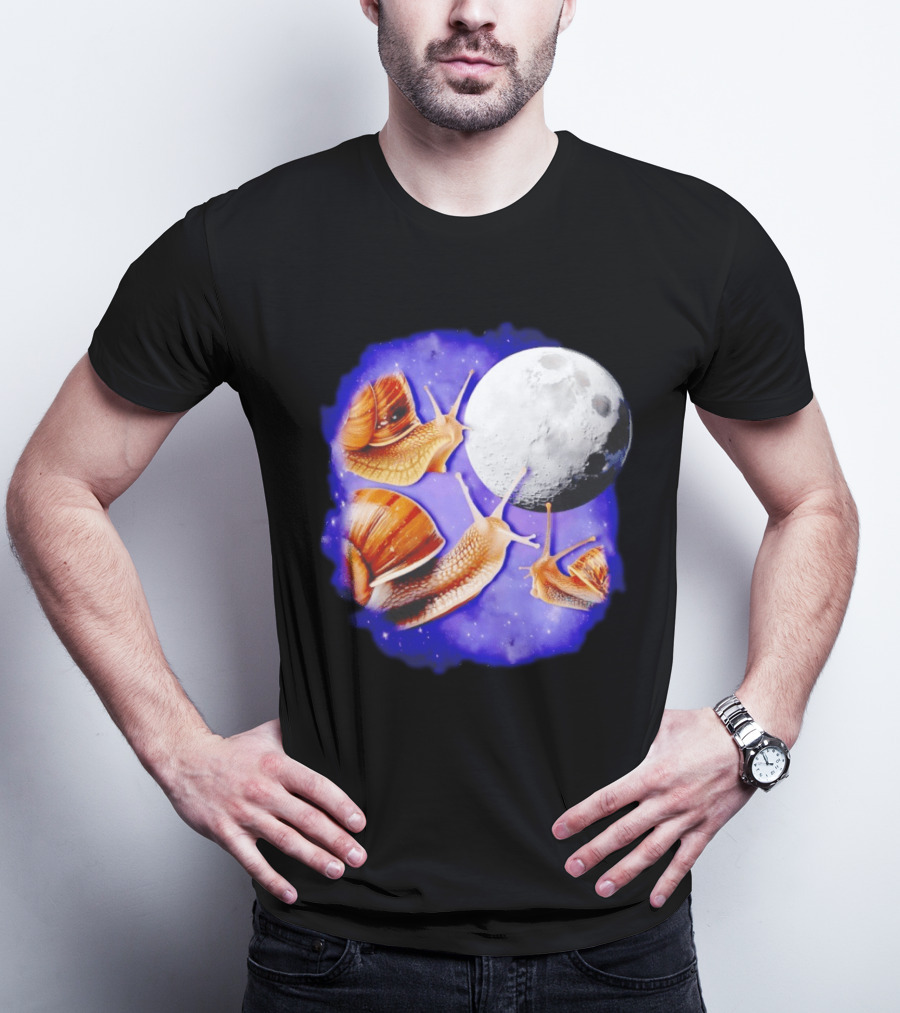 Yearning Snails Moon Cosmic Dreamscape Snail Galaxy T-Shirt