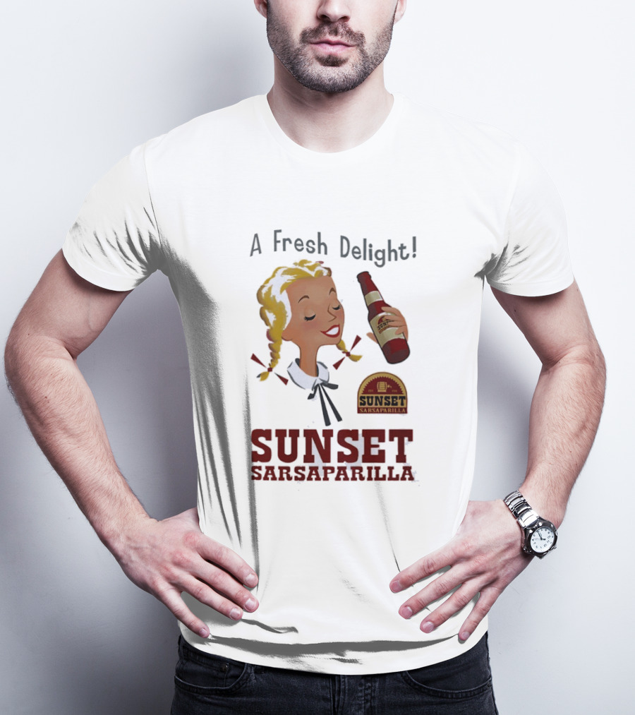 A Fresh Delight Sunset Sarsaparilla Bottle Vintage Fallout T-Shirt