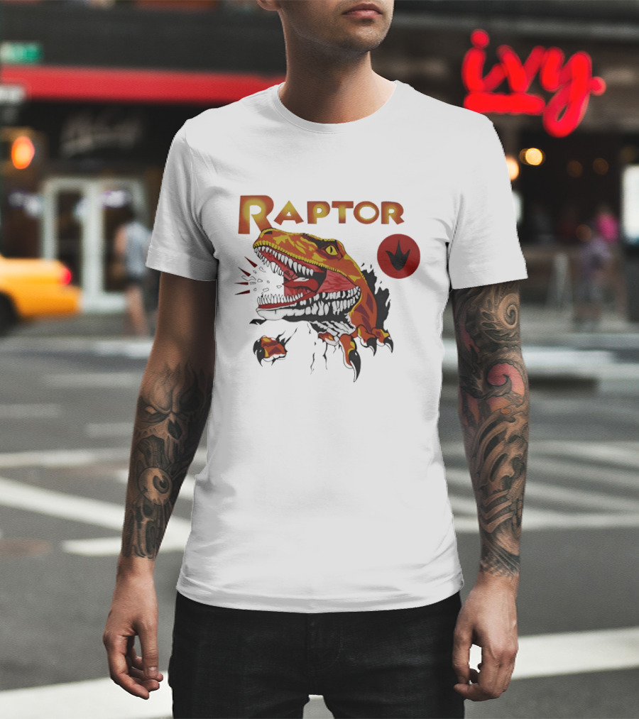 Raptor Ghost World Dinosaur Art Claw Print T-Shirt
