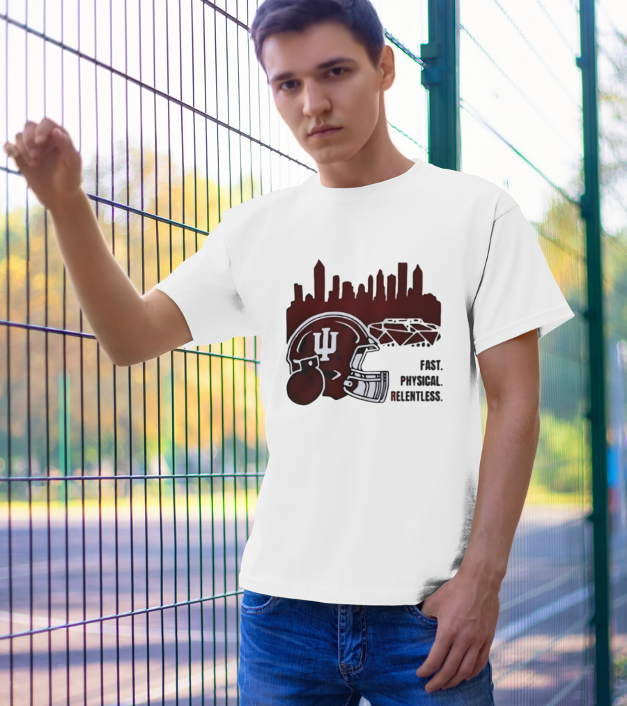 Indiana Hoosiers Helmet City Skyline Fast Physical Relentless T-Shirt