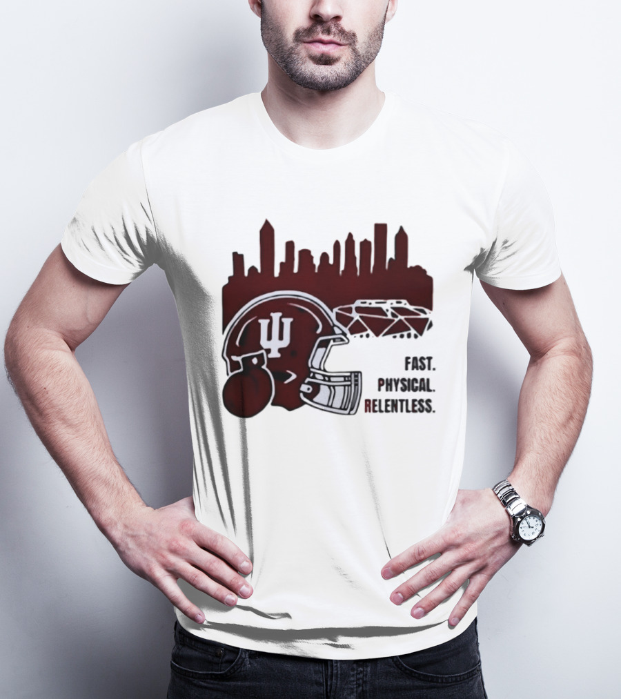 Indiana Hoosiers Helmet City Skyline Fast Physical Relentless T-Shirt