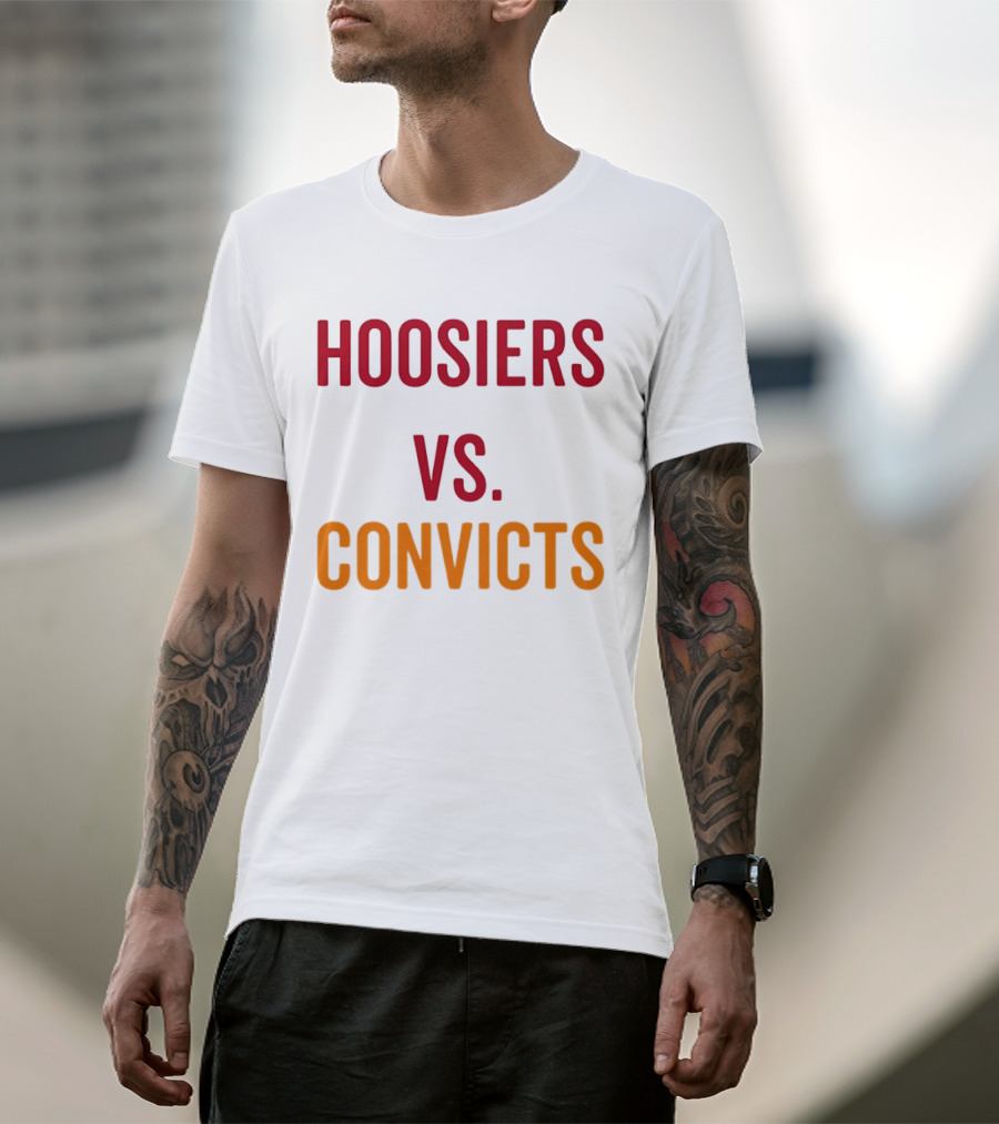 Indiana Hoosiers Vs Miami Hurricanes Hoosiers Vs Convicts Football 2026 T-Shirt