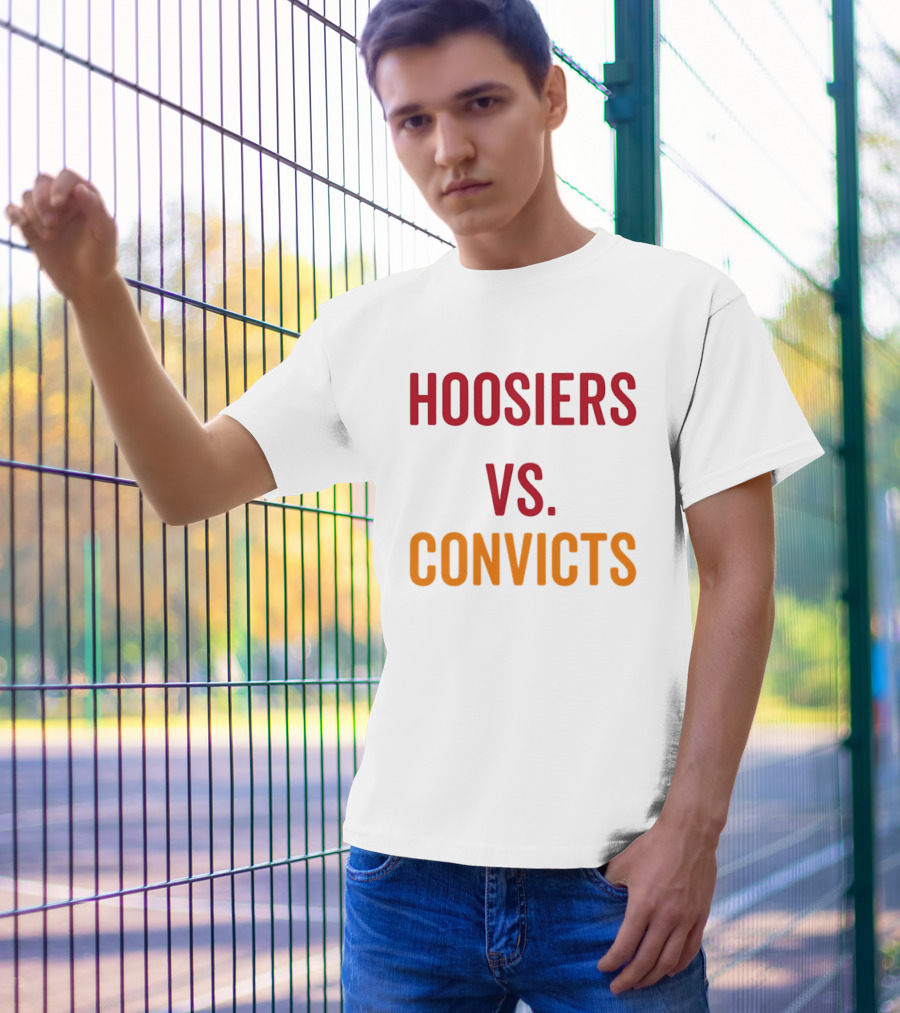 Indiana Hoosiers Vs Miami Hurricanes Hoosiers Vs Convicts Football 2026 T-Shirt