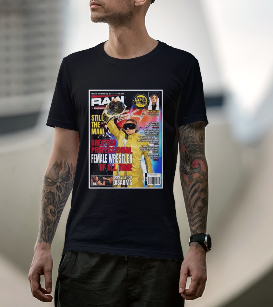 World Wrestling Entertainment Raw Magazine Special Edition Becky Lynch Greatest Professional Female Wrestler Of All Time T-Shirt