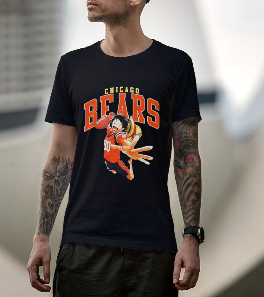 Chicago Bears One Piece Crossover Luffy Football Collaboration T-Shirt