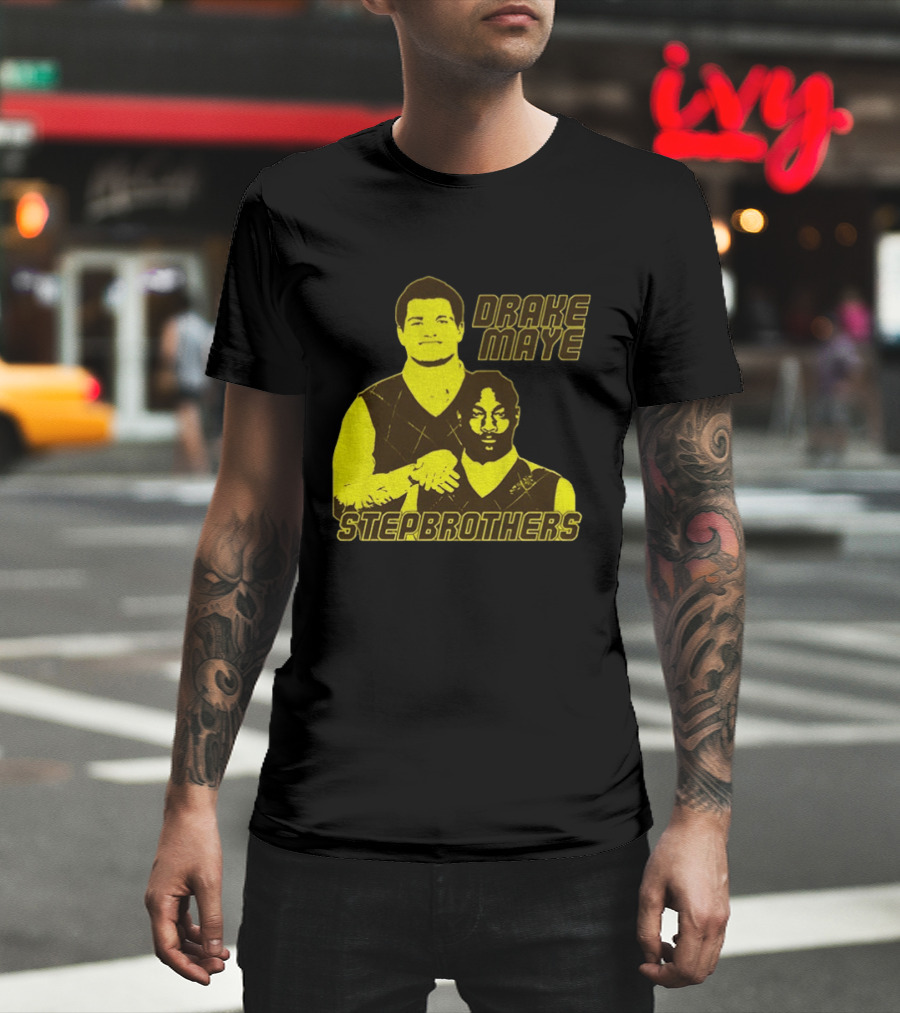 Drake Maye New England Patriots Step Brothers Football Collaboration T-Shirt