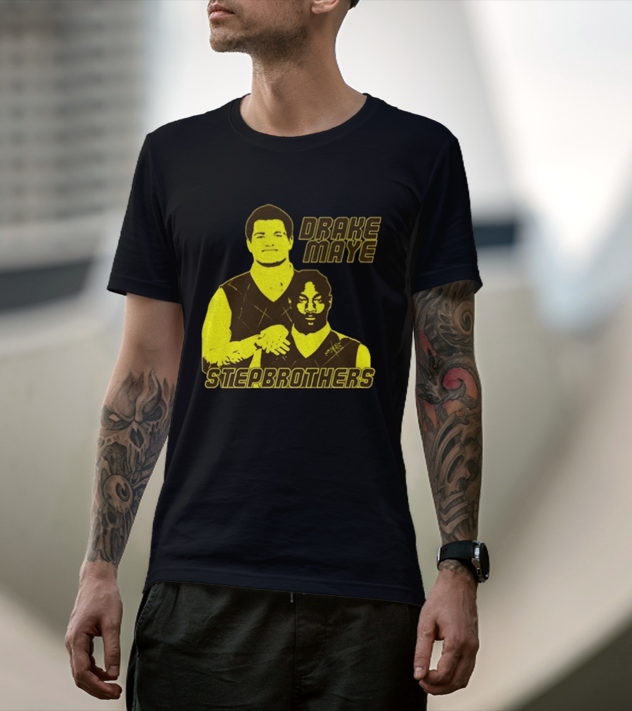 Drake Maye New England Patriots Step Brothers Football Collaboration T-Shirt