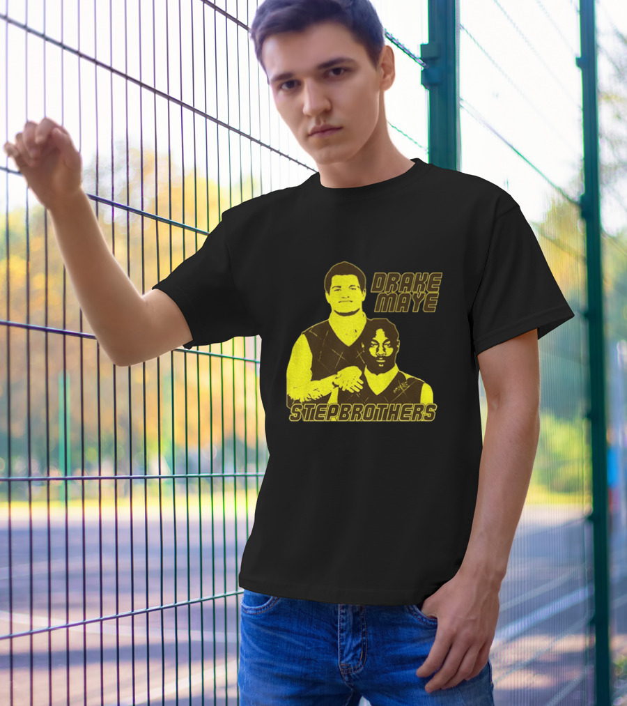 Drake Maye New England Patriots Step Brothers Football Collaboration T-Shirt
