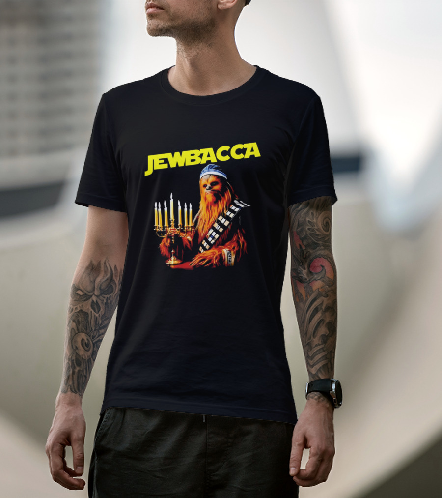 Jewbacca Chewbacca Star Wars Menorah Hanukkah T-Shirt