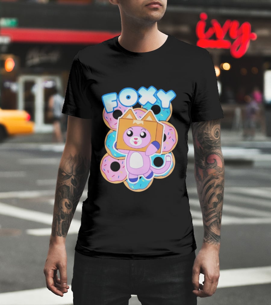 LankyBox Foxy Pink Donuts Fun Cartoon T-Shirt