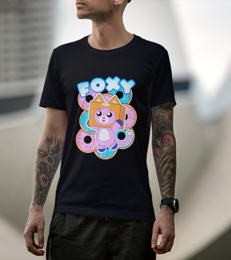 LankyBox Foxy Pink Donuts Fun Cartoon T-Shirt