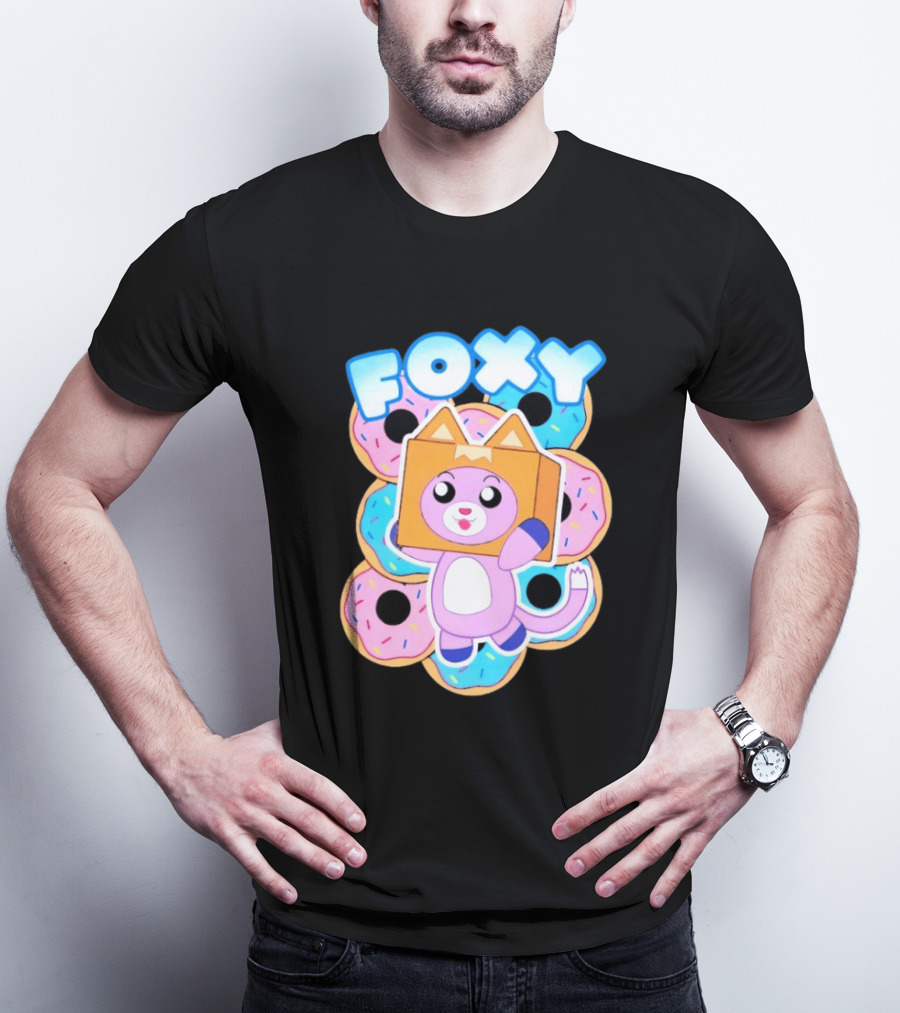 LankyBox Foxy Pink Donuts Fun Cartoon T-Shirt