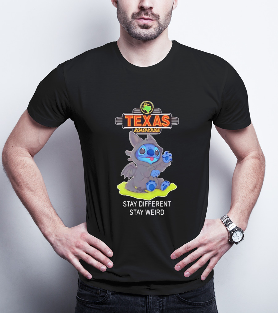 Texas Roadhouse Stitch Toothless Stay Different Stay Weird T-Shirt