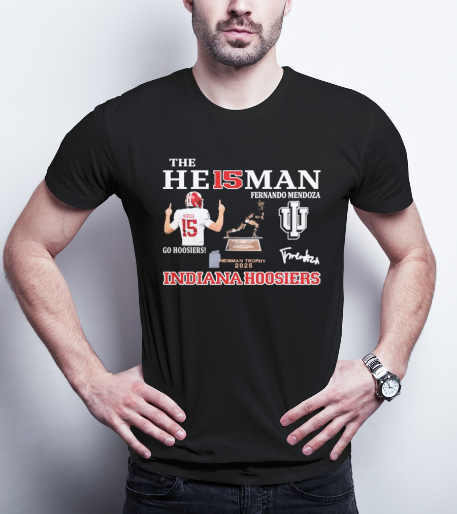 Fernando Mendoza 15 Indiana Hoosiers Heisman Trophy Indiana University Football T-Shirt