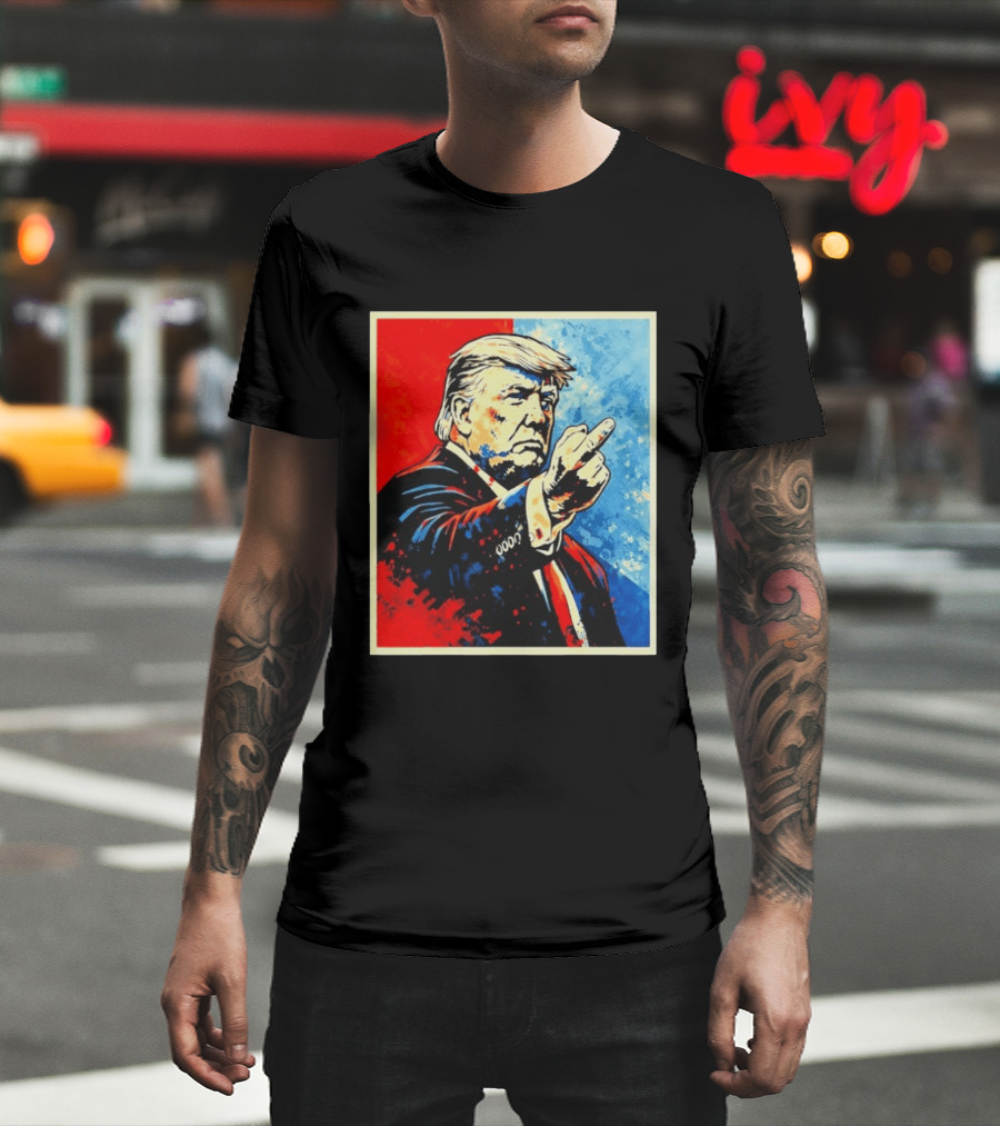 Trump 2026 Meme Middle Finger Red Blue Pop T-Shirt