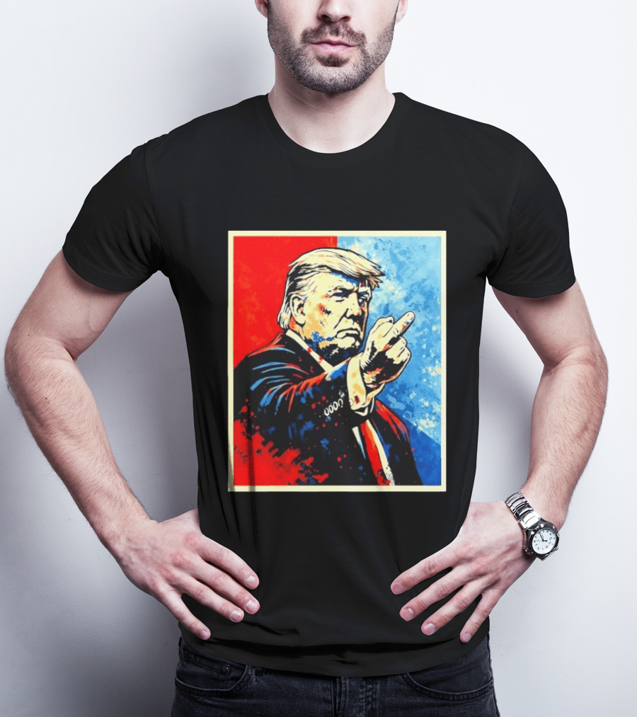 Trump 2026 Meme Middle Finger Red Blue Pop T-Shirt