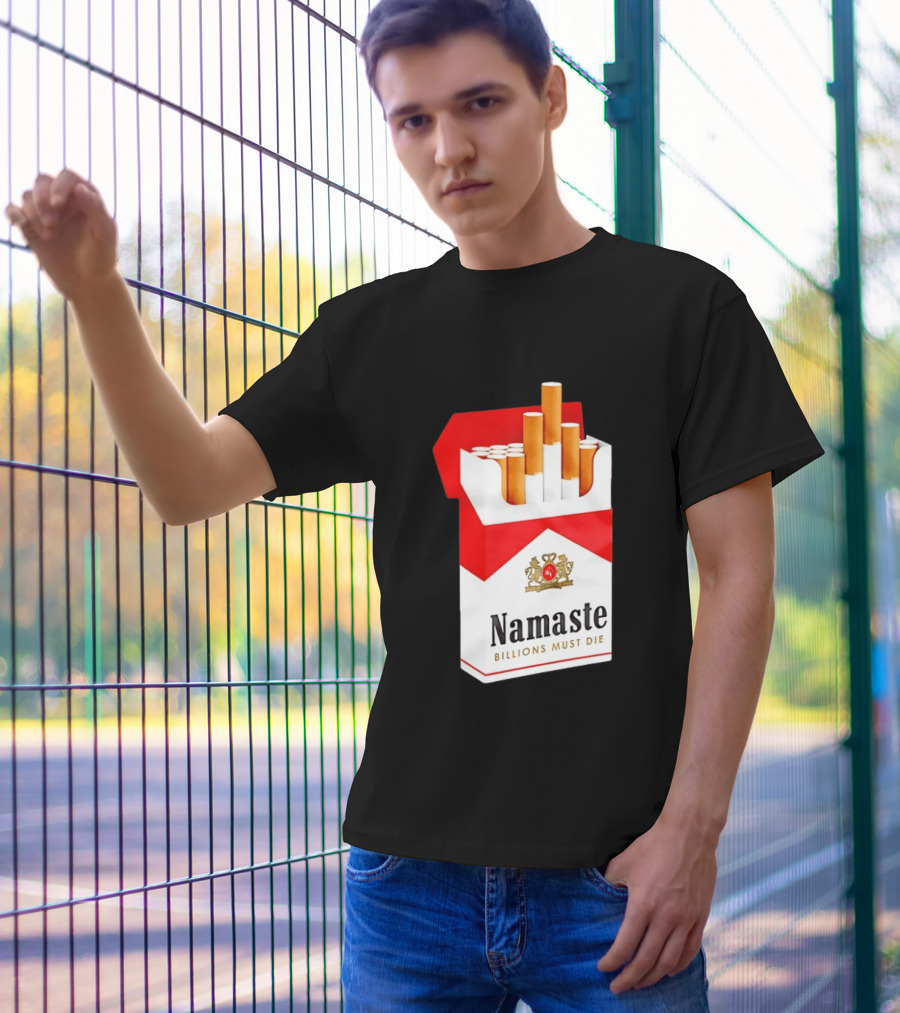 Namaste Billions Must Die Marlboro Pack Cigarettes T-Shirt