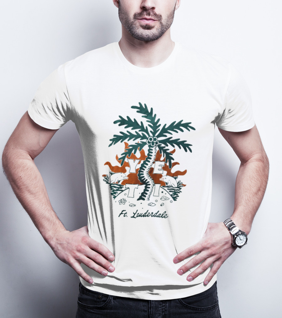 Ft Lauderdale Yeti Palm Tree Tropical Scene T-Shirt