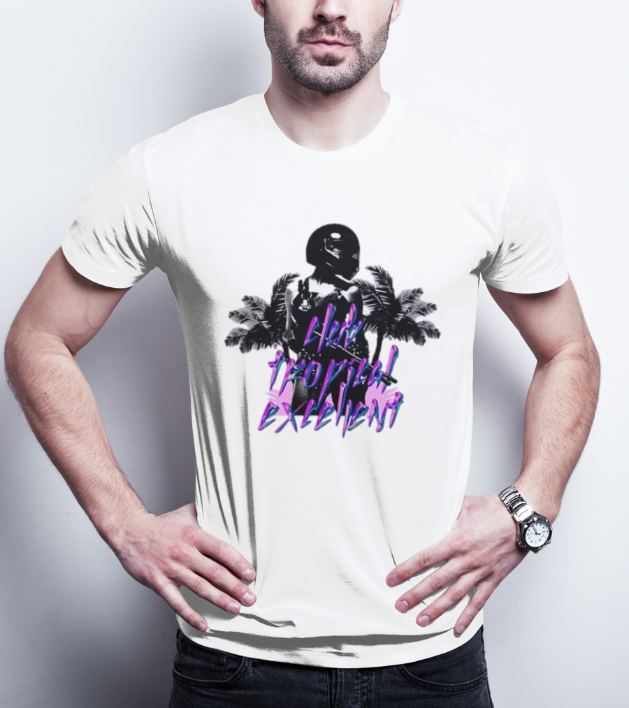 Club Tropical Excellent Palms And Helmet Fusion Retro Aesthetic T-Shirt