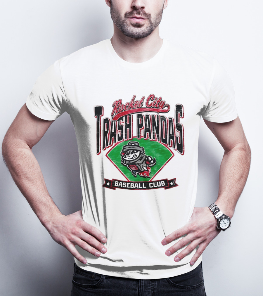 Rocket City Trash Pandas Baseball Club Team Logo Raccoon T-Shirt