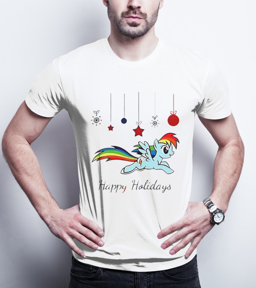 My Little Pony Rainbow Dash Happy Holidays Festive Ornament T-Shirt
