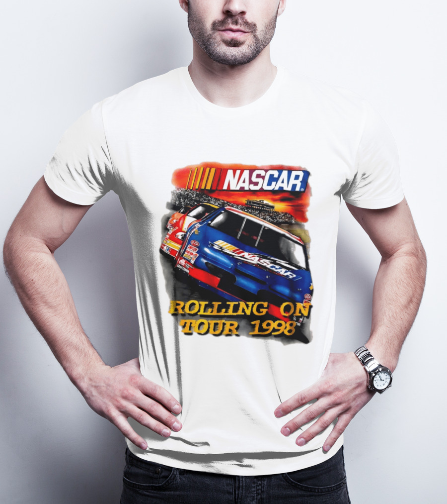 NASCAR Rolling On Tour 1998 Vintage Racing Scene T-Shirt