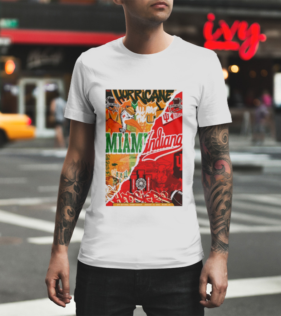 Miami Hurricanes Vs Indiana Hoosiers CFP National Championship January 19 2026 Wynwood Walls T-Shirt