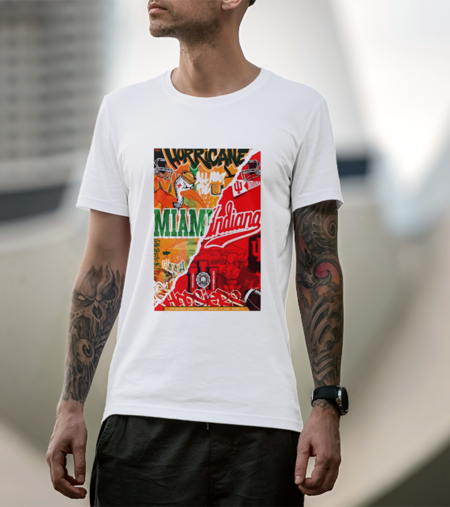 Miami Hurricanes Vs Indiana Hoosiers CFP National Championship January 19 2026 Wynwood Walls T-Shirt