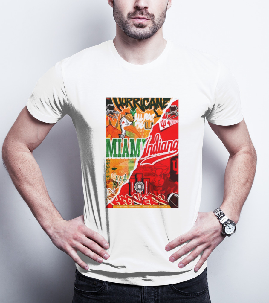 Miami Hurricanes Vs Indiana Hoosiers CFP National Championship January 19 2026 Wynwood Walls T-Shirt