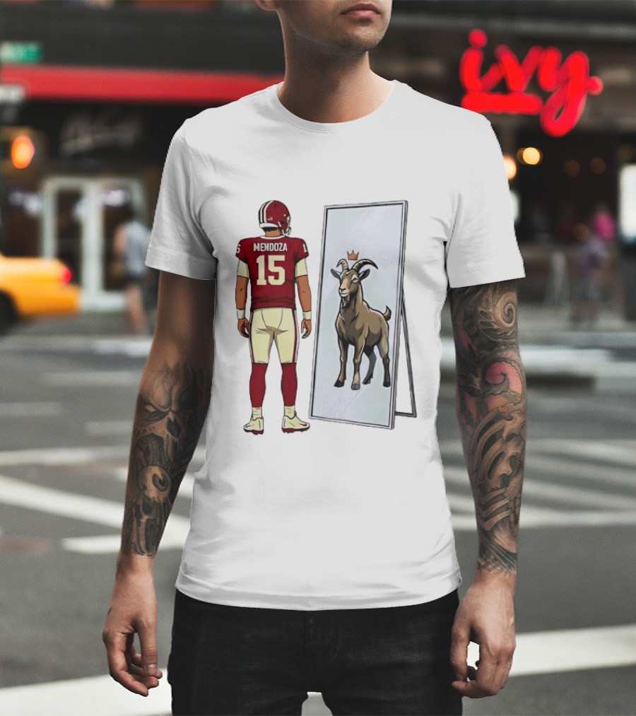 Fernando Mendoza Mirror 15 GOAT Indiana Hoosiers Football T-Shirt
