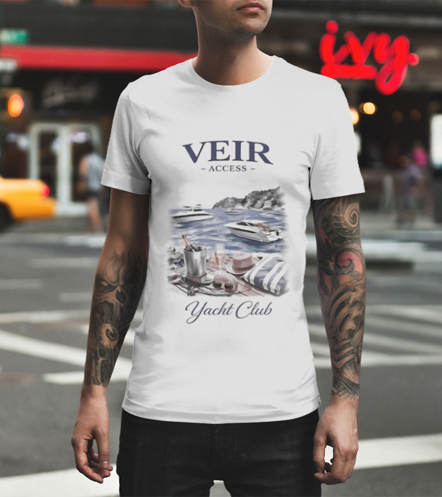 VEIR Access Yacht Club Beach Vacation Scene T-Shirt