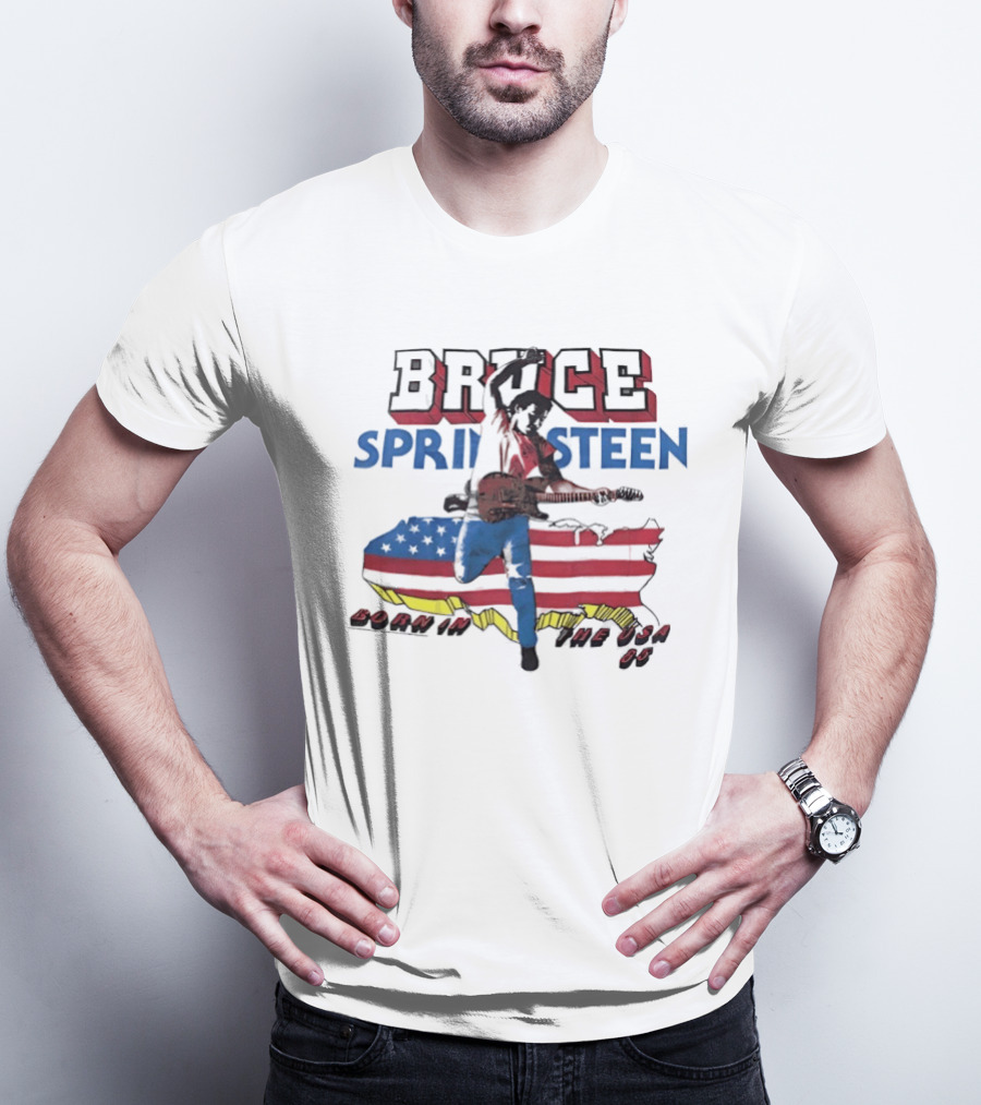 Bruce Springsteen Born In The USA 85 Map Guitar T-Shirt