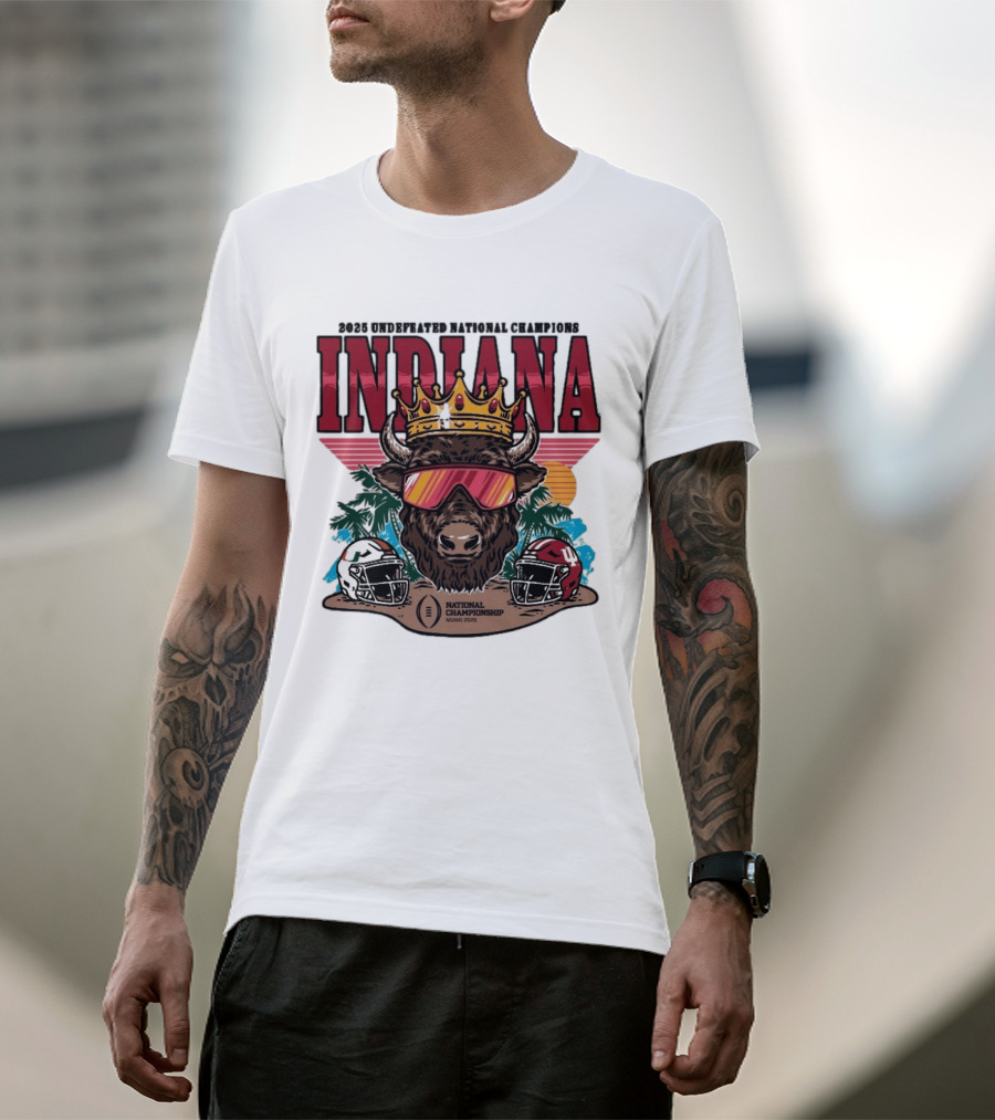 Indiana Hoosiers 2025 Undefeated National Champions Bison Crown National Championship Miami 2025 T-Shirt
