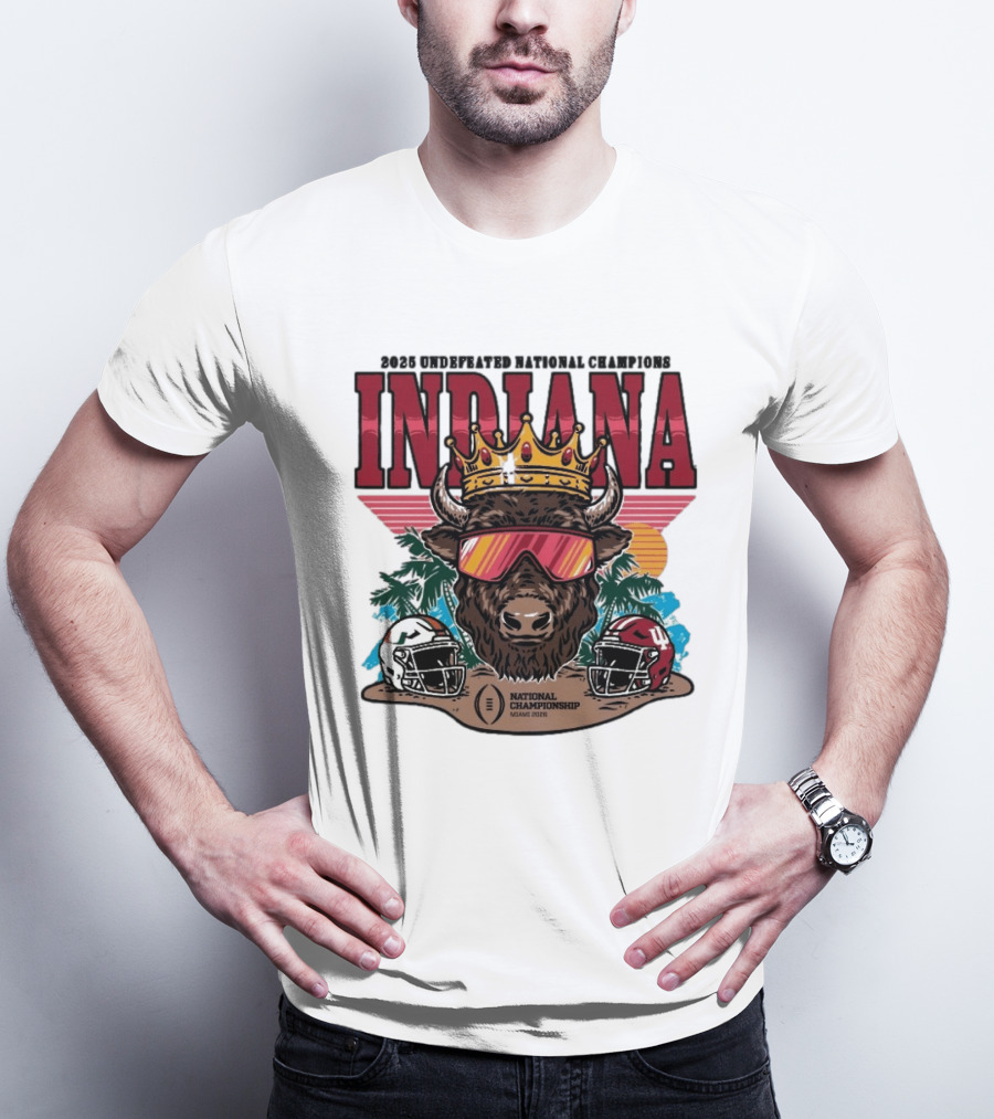 Indiana Hoosiers 2025 Undefeated National Champions Bison Crown National Championship Miami 2025 T-Shirt