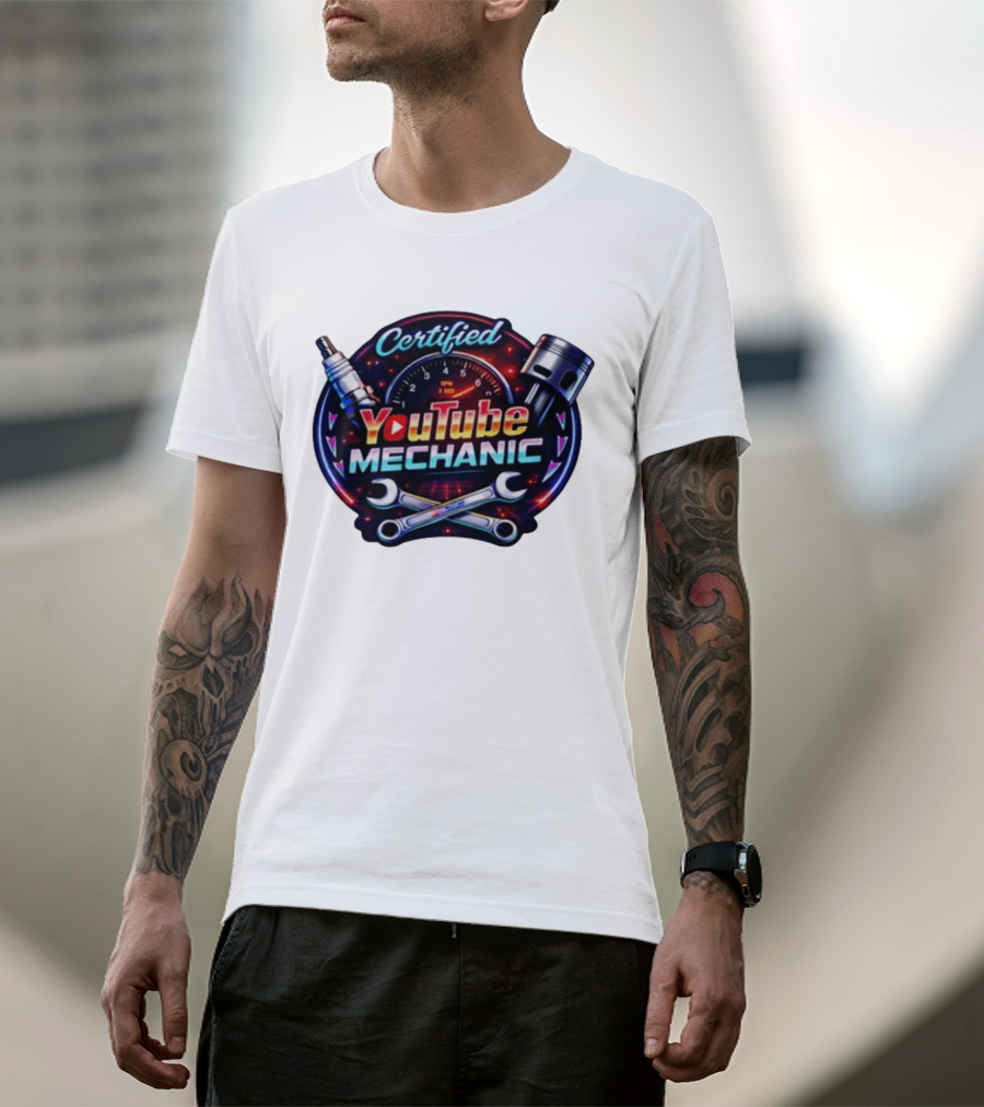 Certified YouTube Mechanic Spark Plug Wrench Piston RPM T-Shirt