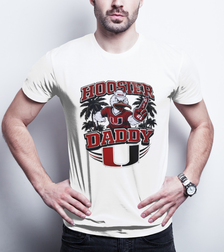 Hoosier Daddy Miami Hurricanes Sebastian The Ibis Number One T-Shirt