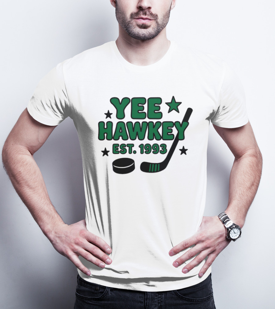 Yee Hawkey Hockey Stick Puck Stars Est 1993 T-Shirt
