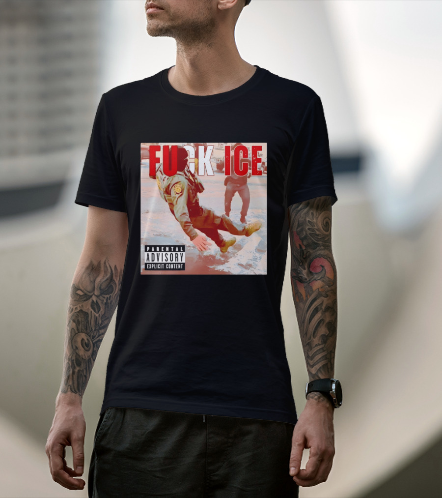 Fuck Ice Anti ICE Album Cover Minnesota Parental Advisory Explicit Content T-Shirt
