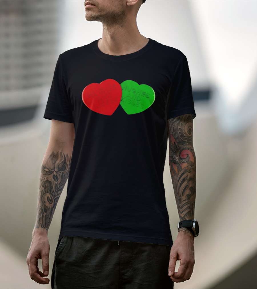 Hughes And Kisses Red Green Heart T-Shirt