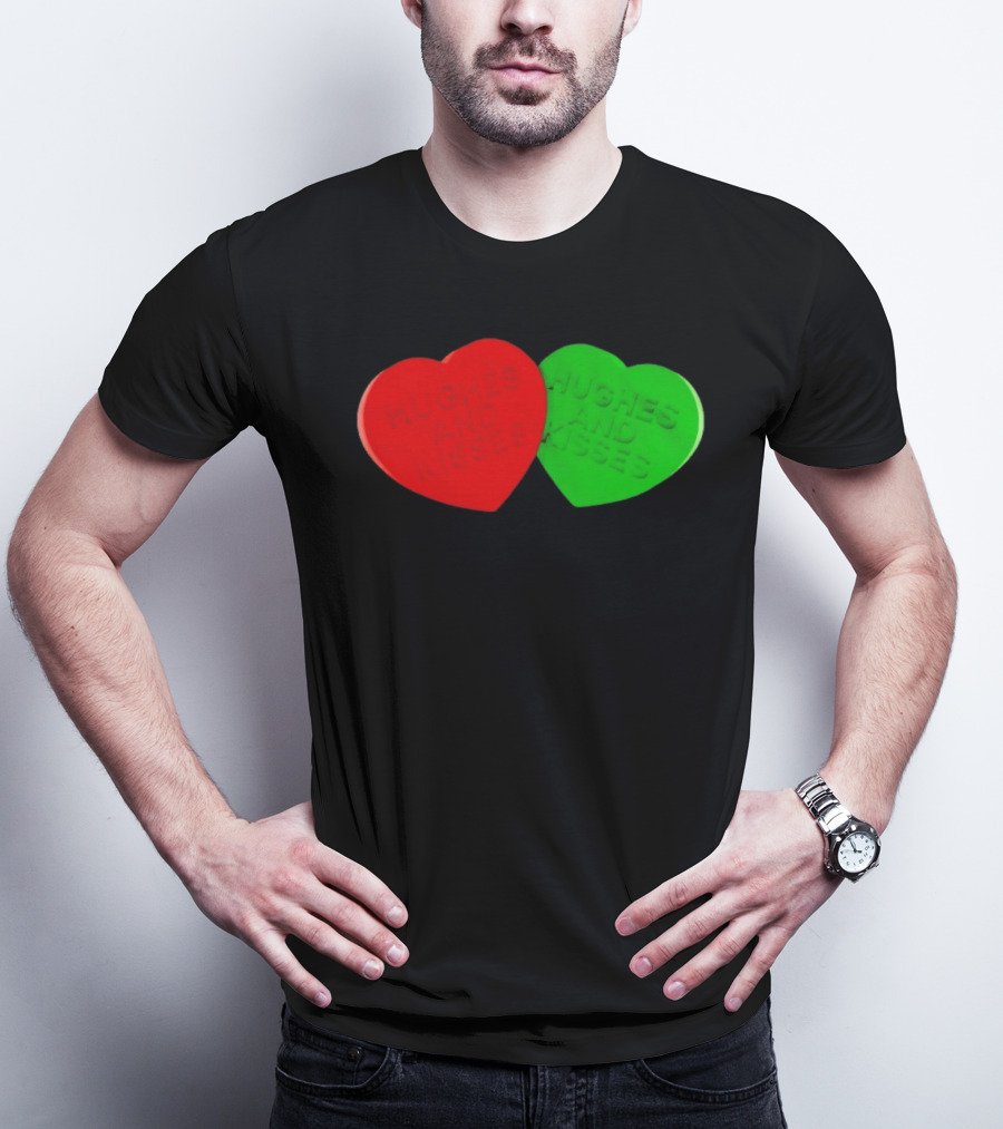 Hughes And Kisses Red Green Heart T-Shirt
