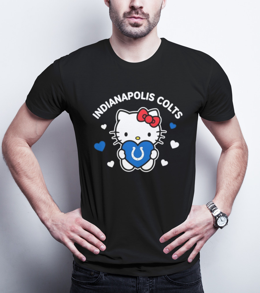 Indianapolis Colts Hello Kitty Blue Heart Valentine 2026 T-Shirt